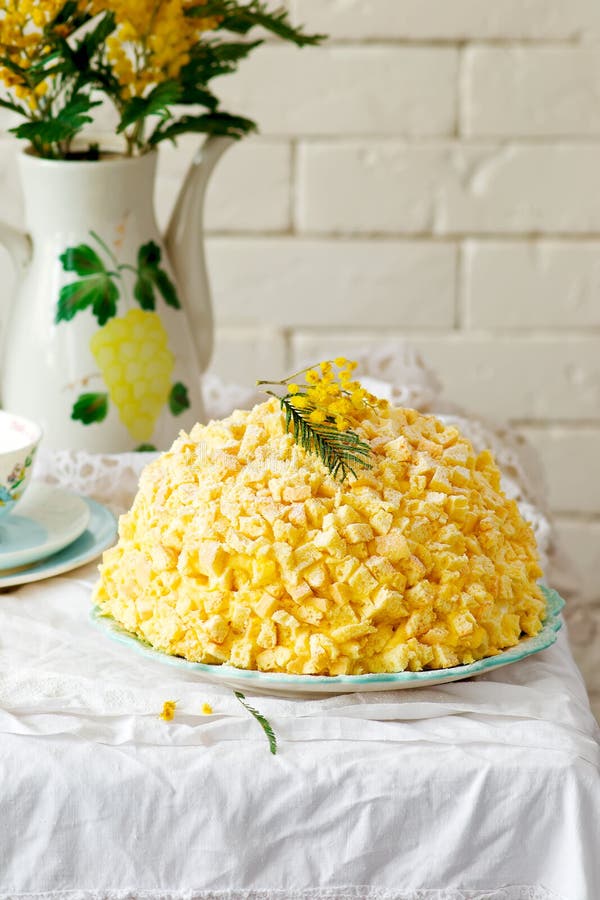 Italian mimosa cake stock photo. Image of food, sweet - 111654182