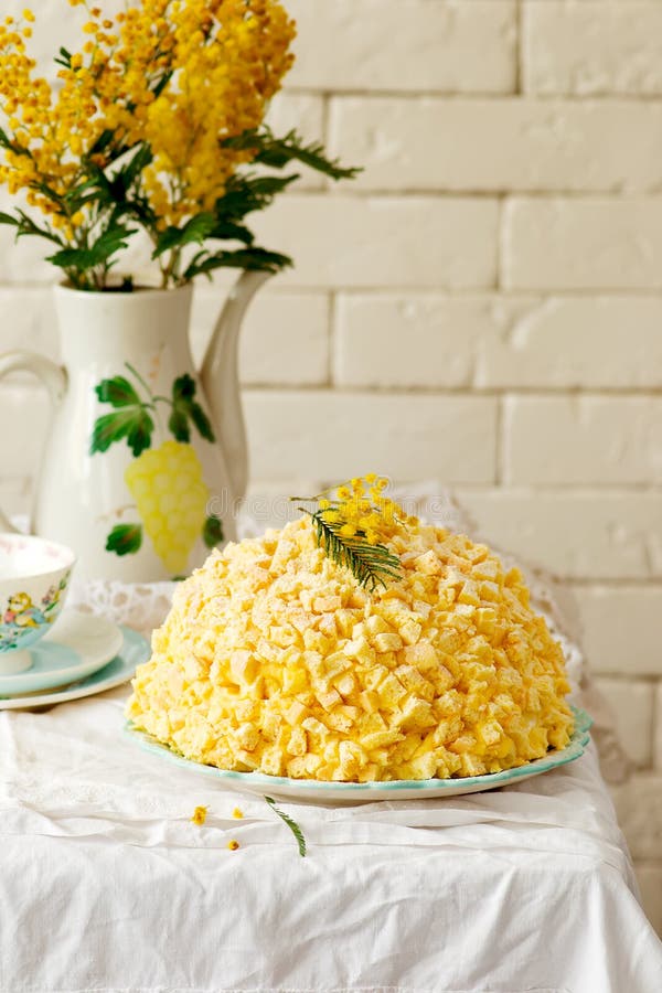 Italian mimosa cake stock photo. Image of food, sweet - 111654182