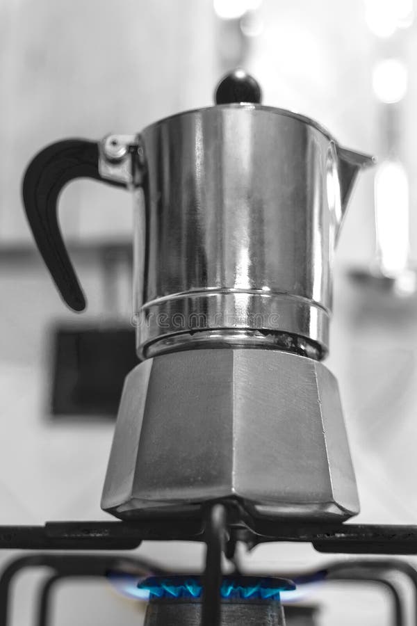Italian Moka machine stock image. Image of tasty, silver - 171293151