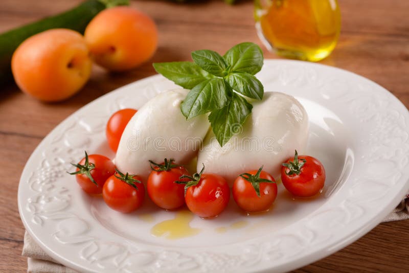 Italian Mozzarella and Cherry Tomato Stock Image - Image of gourmet ...