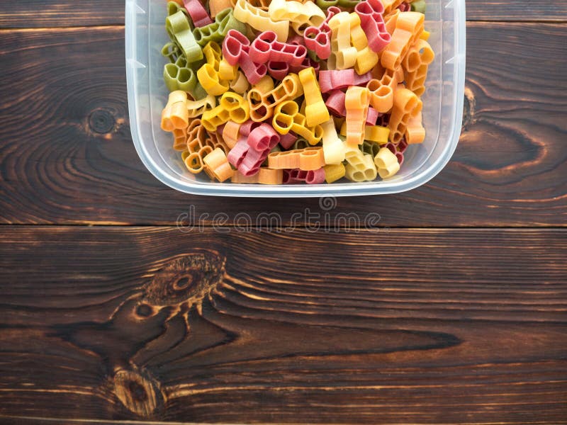 Italian Multicolored Paste of Unusual Shape and Food Container Stock ...