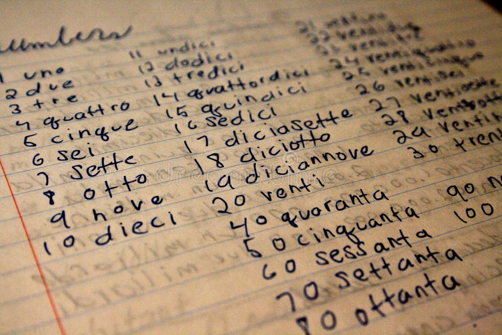Italian numbers stock photo. Image of writing, paper, lined - 6515074