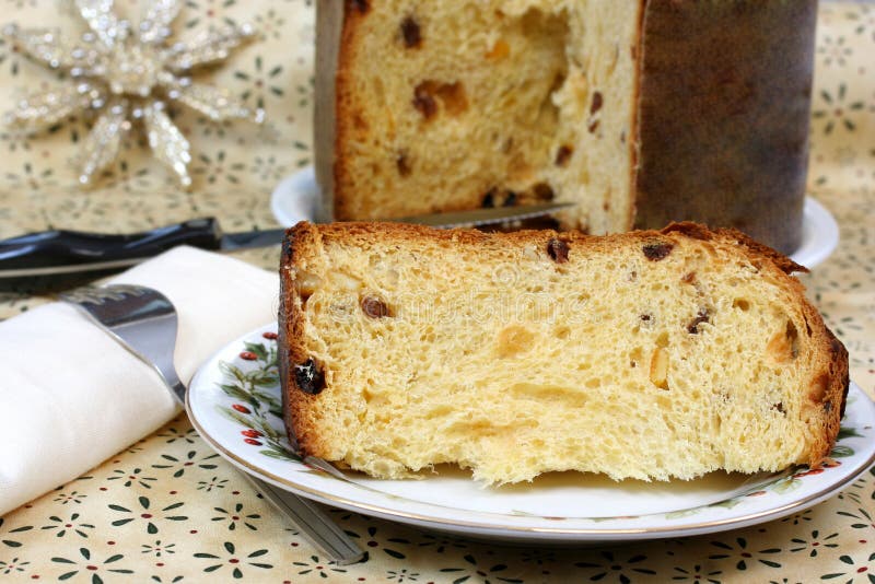 Italian Panettone Cake stock image. Image of macro, slice - 7205507