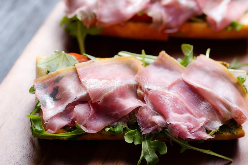 Italian parma ham crouton stock image. Image of toast - 367859403