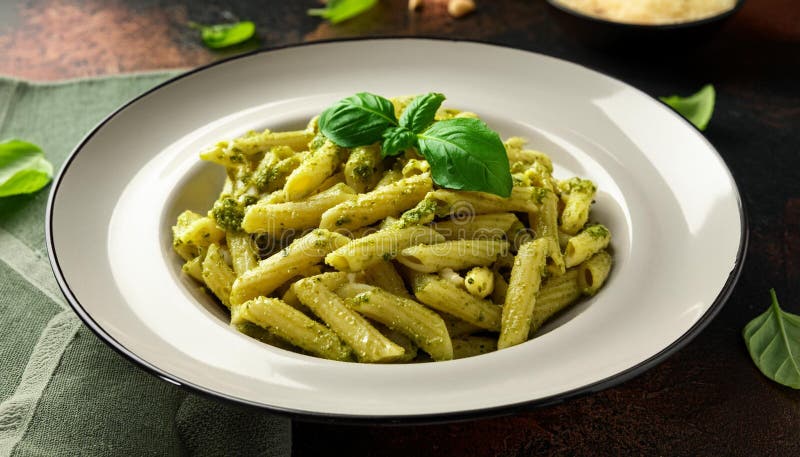 Italian Pasta Al Pesto, AI Generated Stock Illustration - Illustration ...