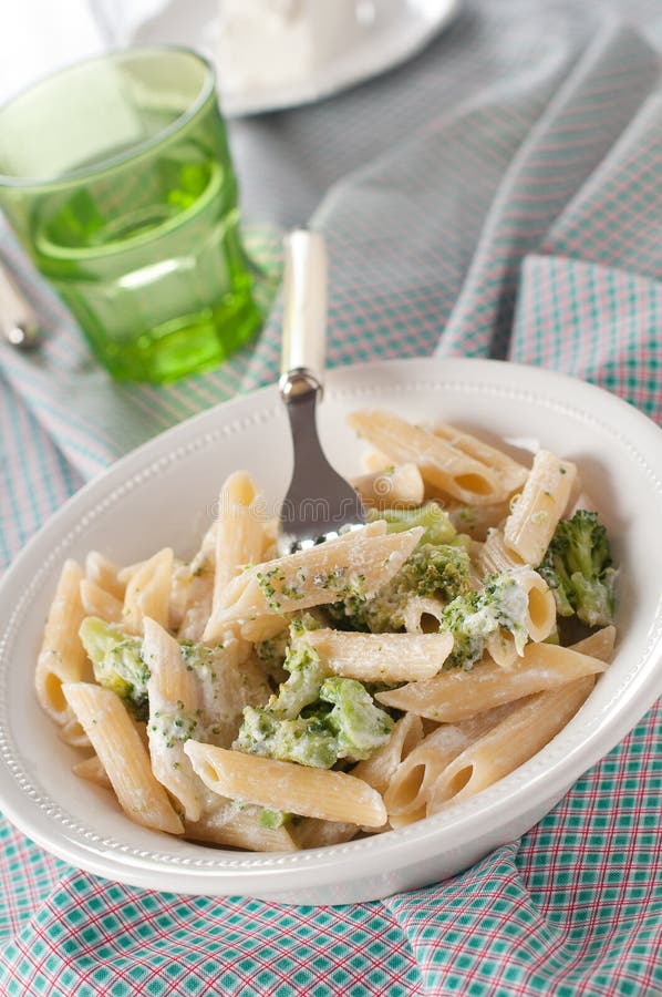 Italian Pasta with Broccoli Stock Image - Image of glass, vegetatian ...