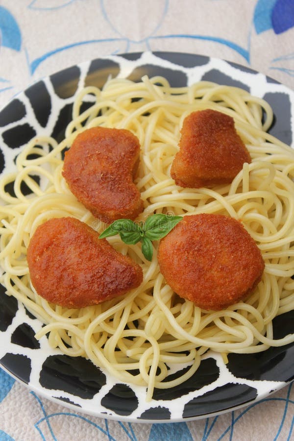 Italian Pasta with Chicken Nuggets Stock Image - Image of food, cooked ...