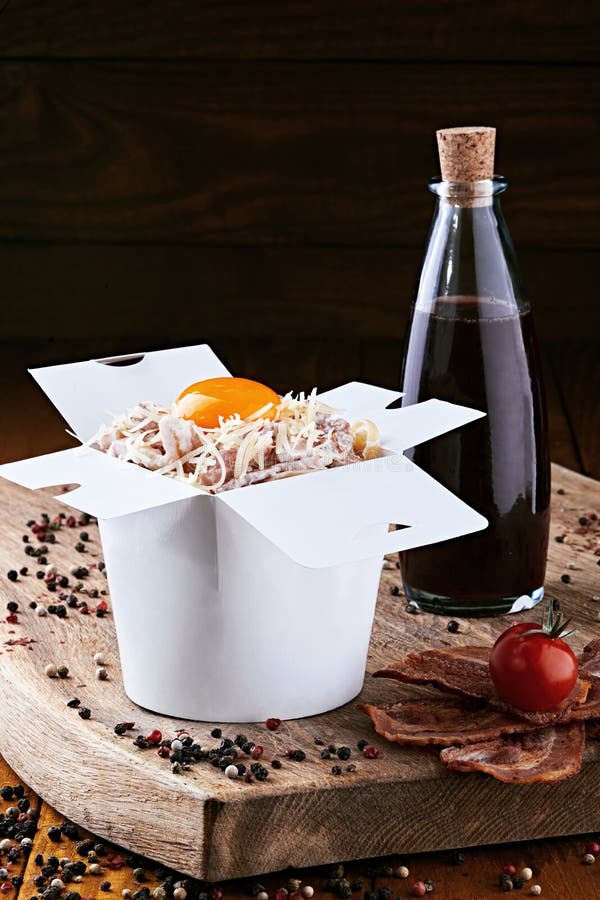 Italian Pasta in Fast Food Packaging Stock Image - Image of pasta ...