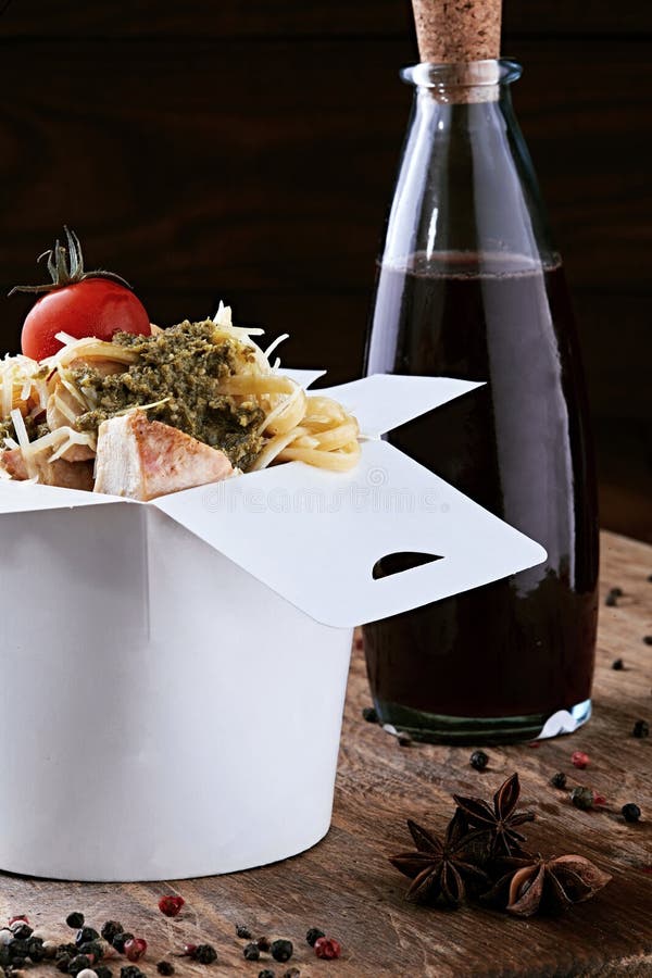 Italian Pasta in Fast Food Packaging Stock Image - Image of meal, meat ...