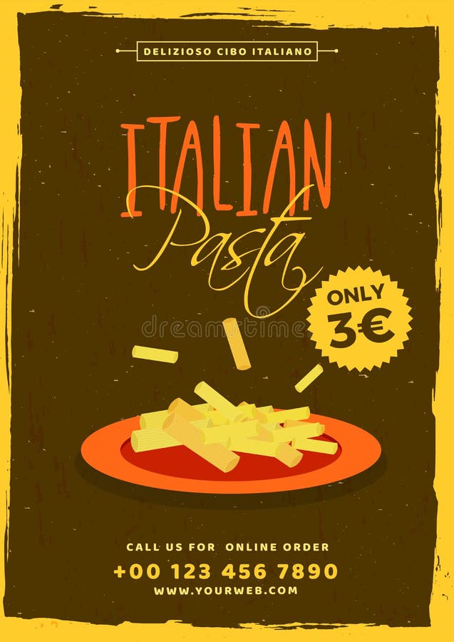 Italian Pasta Menu Card Template or Flyer Design. Stock Illustration ...