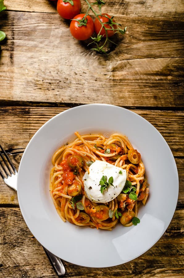 Italian Pasta with Poached Egg Stock Image - Image of mediterranean ...