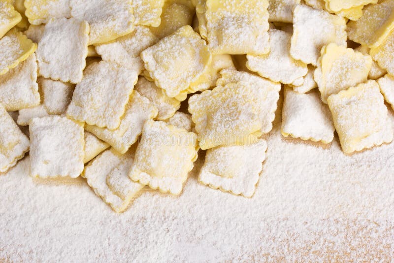 Italian Pasta, Ravioli Sprinkled with Flour Stock Photo - Image of ...