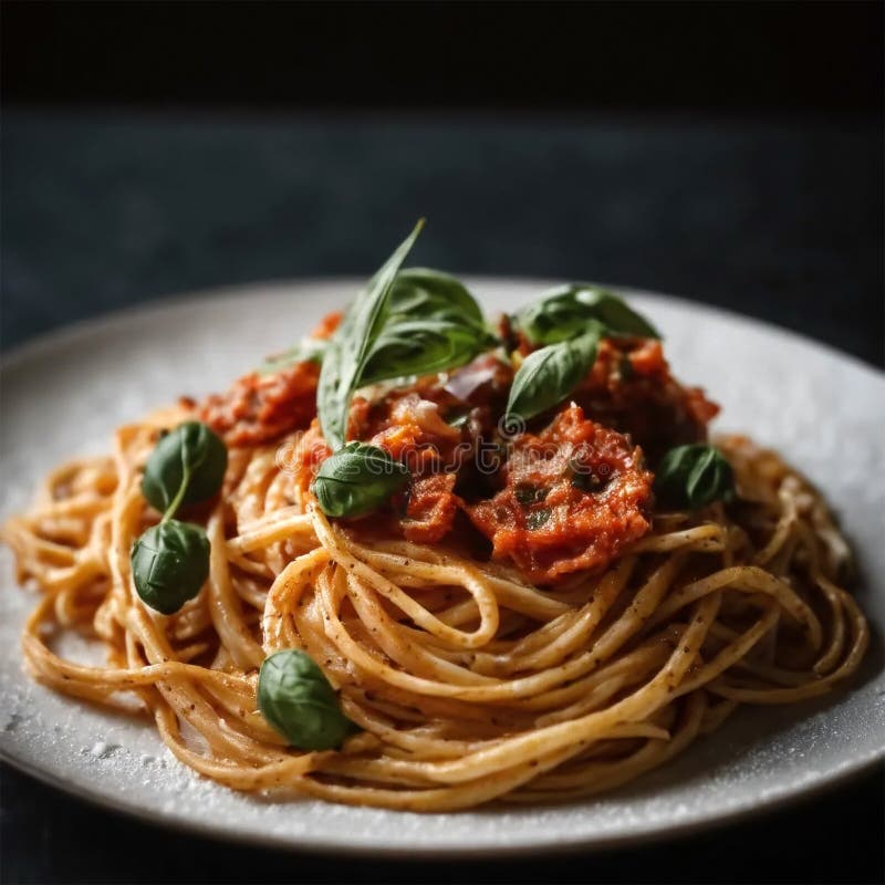 Italian Pasta Served on a Plate, Generative Ai Stock Illustration ...