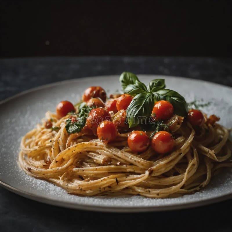 Italian Pasta Served on a Plate, Generative Ai Stock Illustration ...