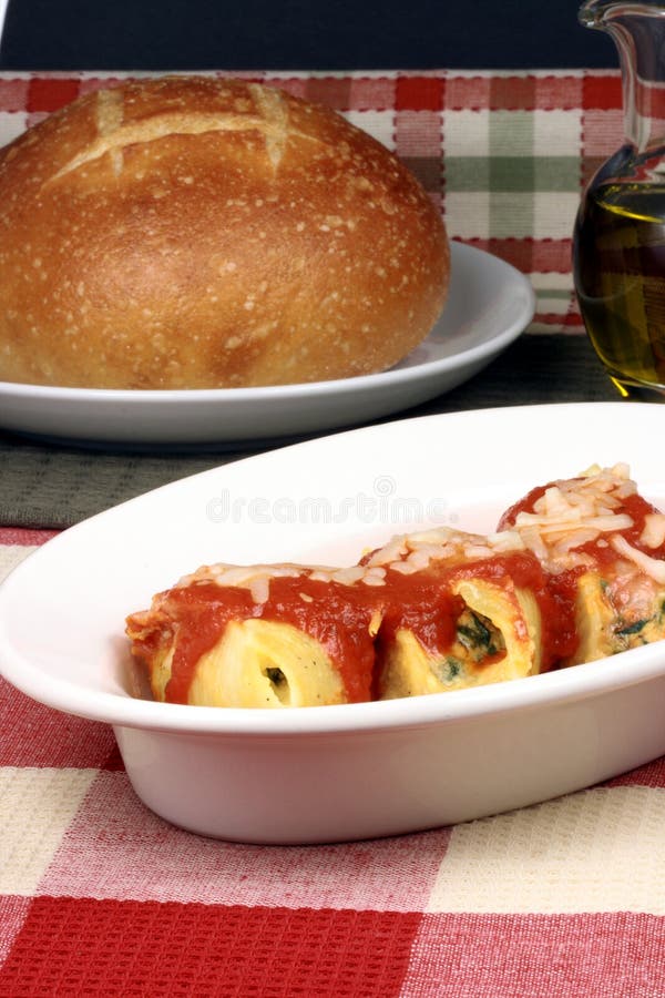 Italian pasta shell rolls stock image. Image of cheese - 10434705