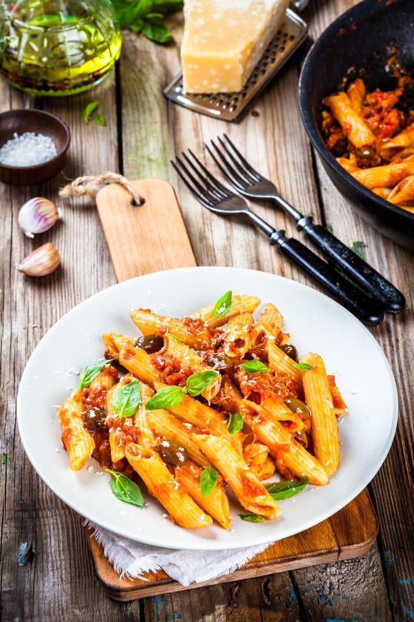 Italian penne pasta stock image. Image of cuisine, cheese - 64880487