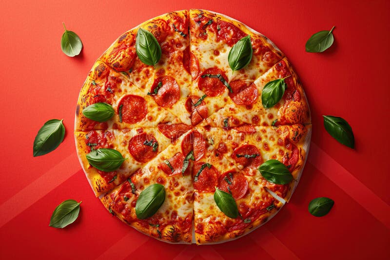 Italian Pepperoni Pizza. Top View, Flatlay Composition. Generative Ai ...