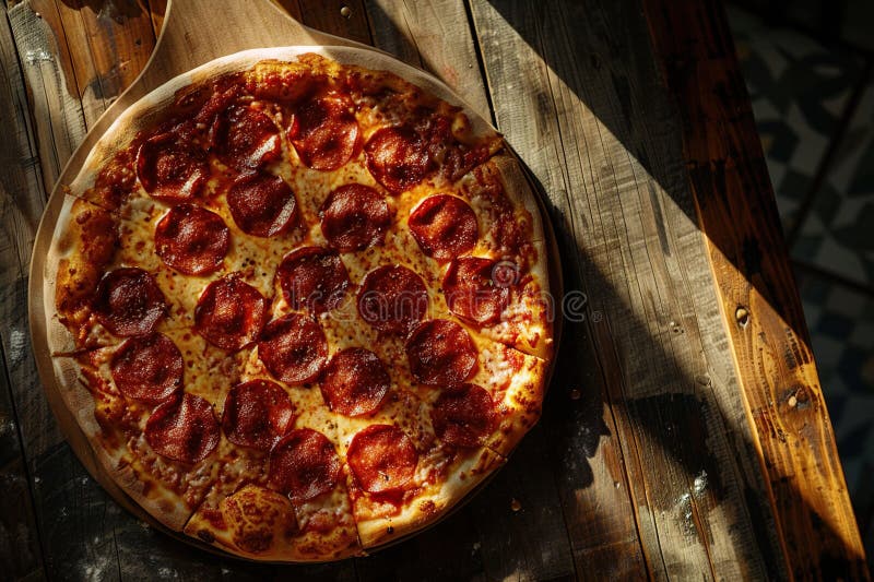 Italian Pepperoni Pizza. Top View, Flatlay Composition. Generative Ai ...