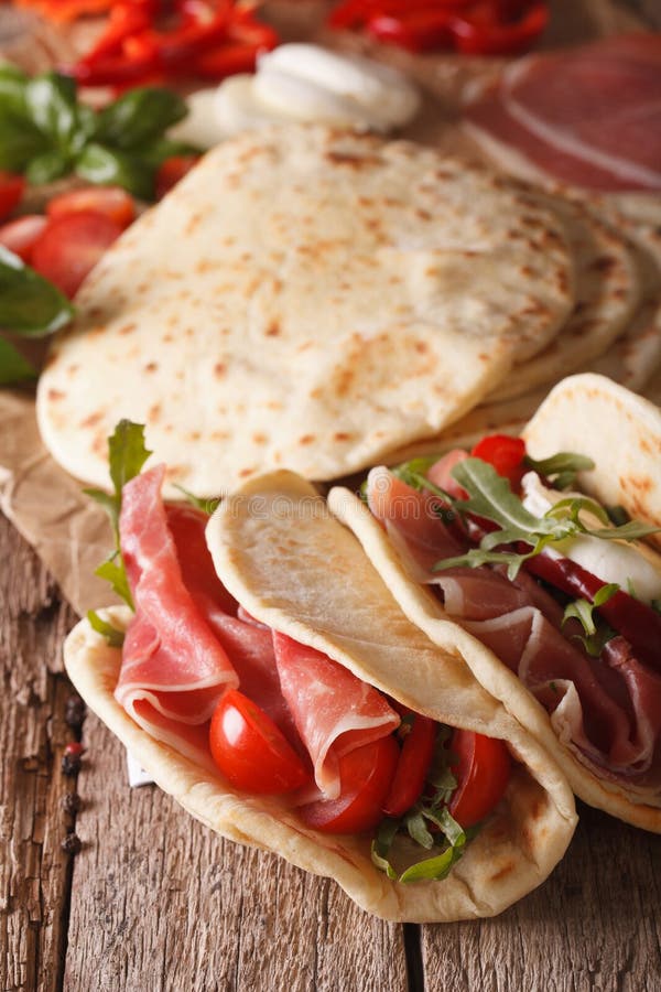 Piadina Romagnola, Italian Flatbread Sandwich Stock Photo - Image of ...