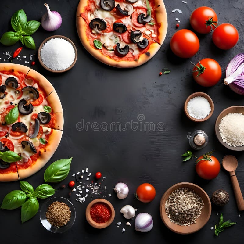 Italian Pizza Essentials: Fresh Ingredients and Flavors Stock Image ...