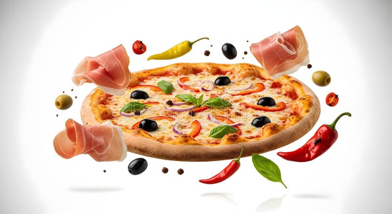 Italian Pizza, Fancy Pizza, Commerical Style Pizza, Pizza on White ...