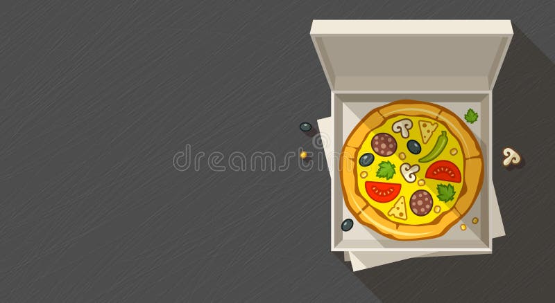 Italian Pizza in Open Box. Illustration. Stock Illustration ...