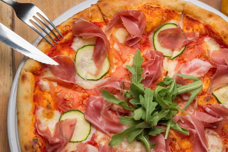 Italian Pizza and Knife with Fork Stock Image - Image of margarita ...