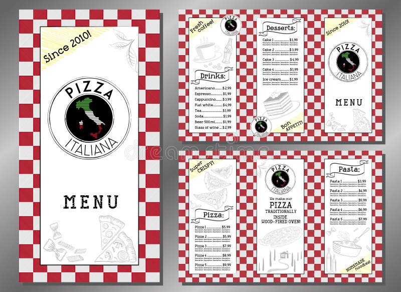 Italian Pizza and Pasta Menu - Trifold Leaflet Template - Letter Format ...
