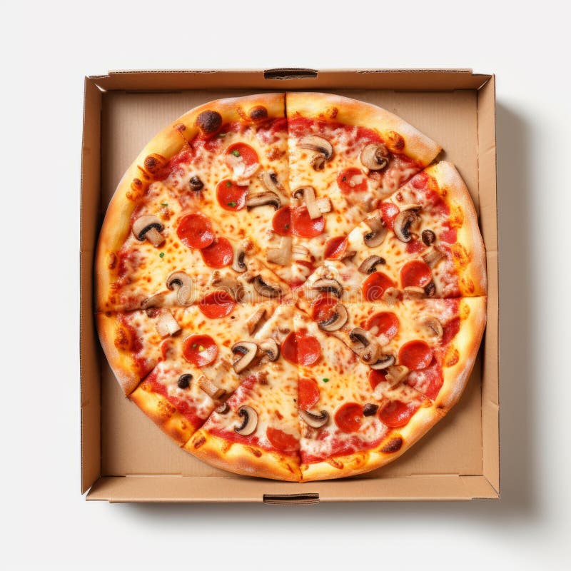 Italian Pizza with Pepperoni in the Box. Stock Illustration ...