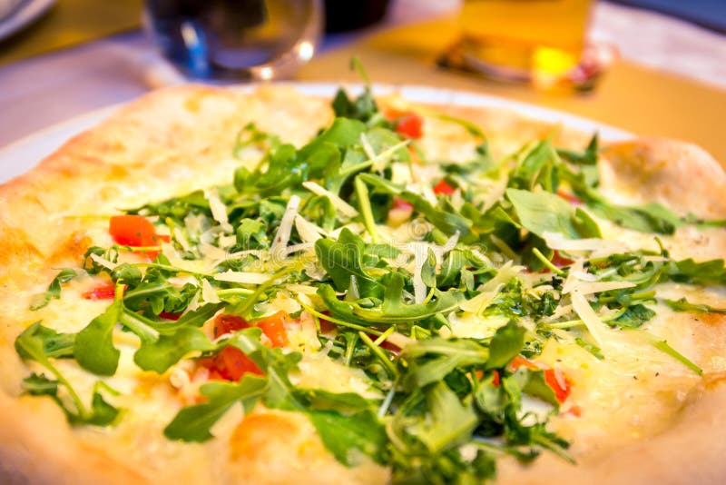 Italian pizza with rucola stock image. Image of italy - 58275577