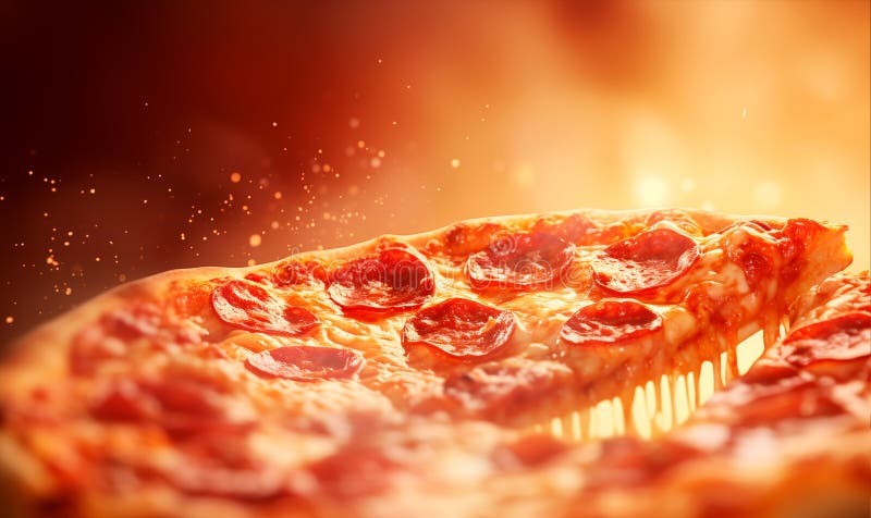Italian Pizza Slice Over Fire Flames with Copy Space Stock Image ...