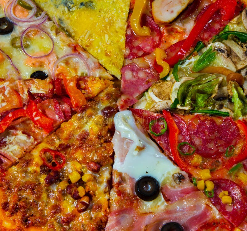 Italian Pizza on Wood Table with Ingredients Stock Photo - Image of ...