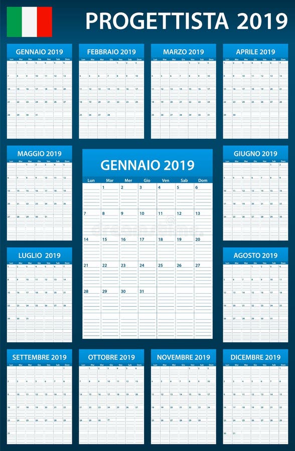 Italian Planner Blank for 2019 Scheduler, Agenda or Diary Template ...