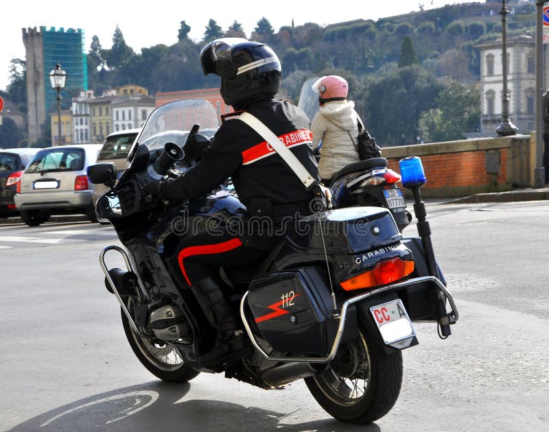 Italian Policeman on a Police Motorcycle on the Streets of Italy ...