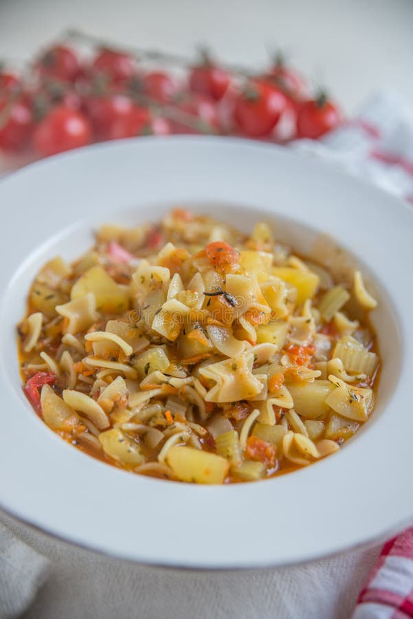 Italian Potato and Pasta Soup Stock Image - Image of high, kidney: 84480763