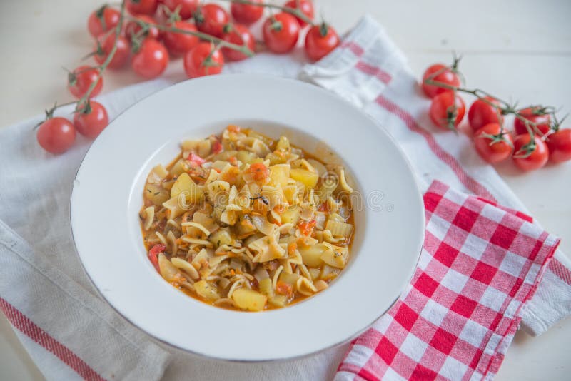 Italian Potato and Pasta Soup Stock Photo - Image of eating, cooked ...