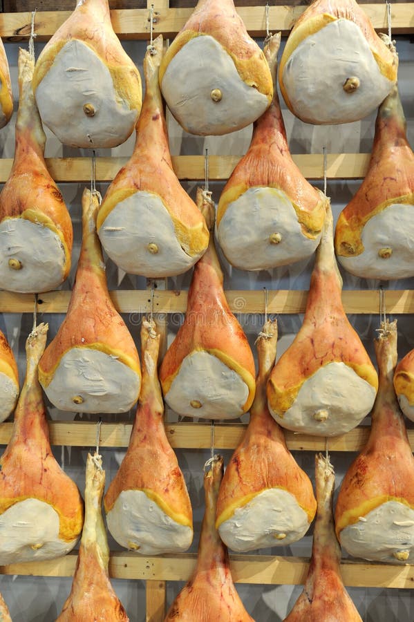 Italian Prosciutto Crudo or Jamon with Rosemary. Raw Ham on Wooden ...