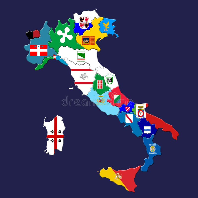 Italian regional flags stock vector. Illustration of district - 71918646