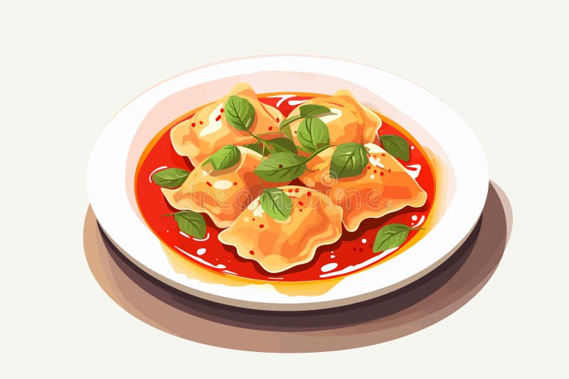 Italian Ravioli Isolated Vector Style Illustration Stock Vector ...