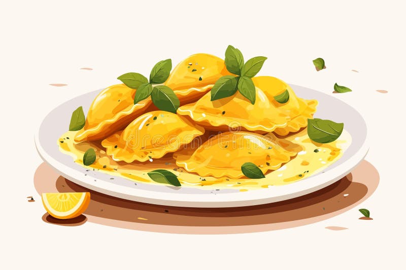 Italian Ravioli Isolated Vector Style Illustration Stock Vector ...