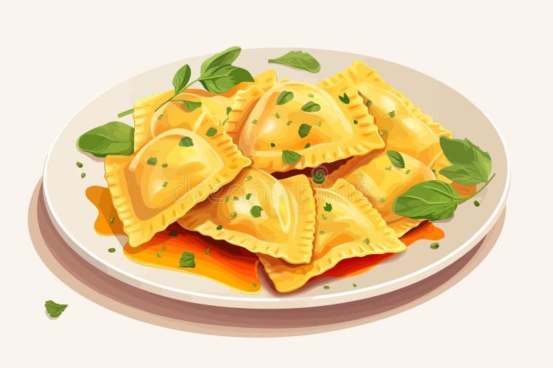 Italian Ravioli Isolated Vector Style Illustration Stock Vector ...