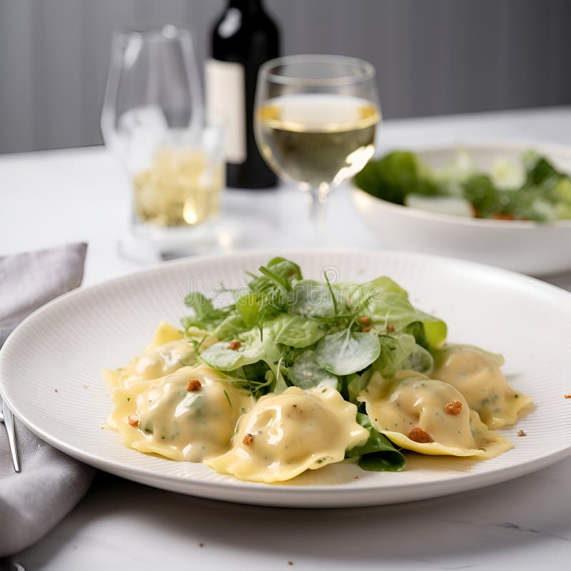 Italian Ravioli Pasta on a Plate. Italian Food Stock Illustration ...