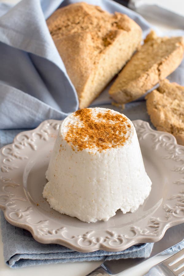 Italian Ricotta Cheese and Homemade Bread Stock Image - Image of diet ...