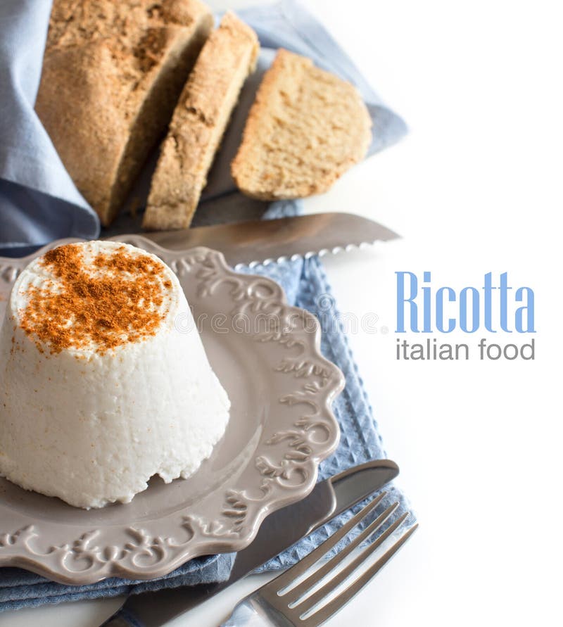 Italian Ricotta Cheese and Homemade Bread Stock Image - Image of napkin ...