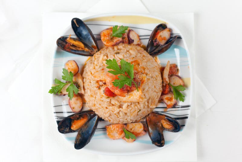 Italian Risotto Alla Pescatora Stock Image - Image of mussels, cook ...