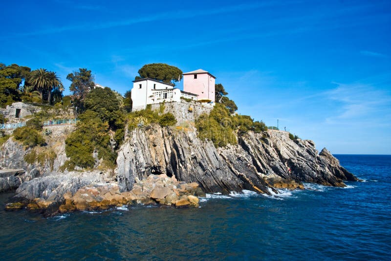 Italian riviera cliffs stock photo. Image of hotels, promenade - 9560258