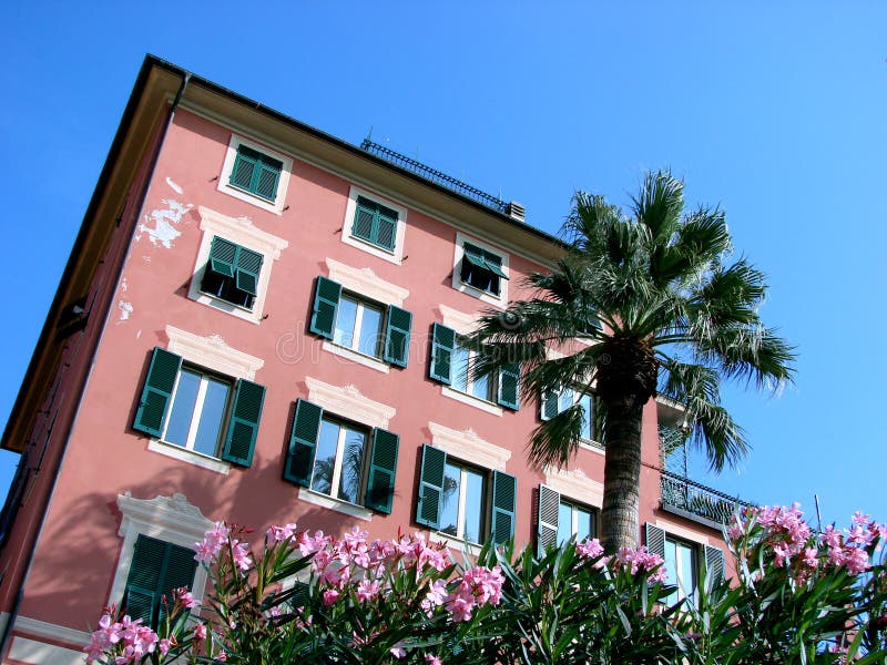 Italian Riviera Typical House Stock Photo - Image of tree, windows: 3591254