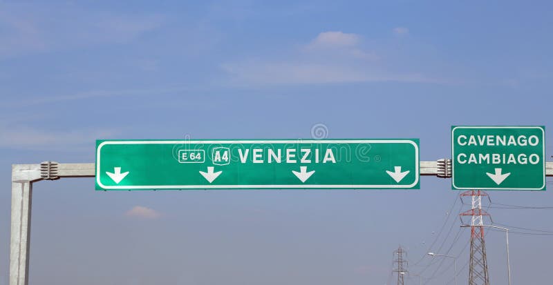 Italian Road Indication To Venice Stock Image - Image of detour, signs ...