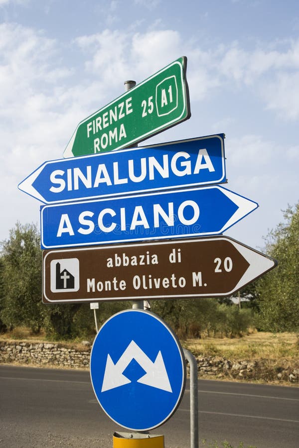 Italian road signs. stock photo. Image of color, communications - 2042062