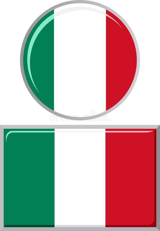 Italian Round and Square Icon Flag. Vector Stock Vector - Illustration ...